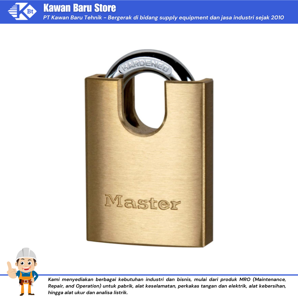 Master Lock 2240EURD Solid Brass Padlock Hardened Steel Shackle, Gembok ...